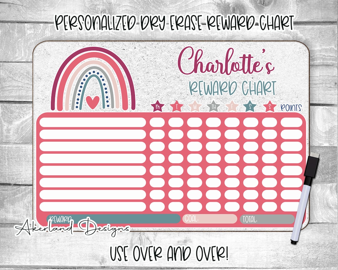 Reusable Reward Chart Personalized Dry Erase Chore Chart Dry Erase ...
