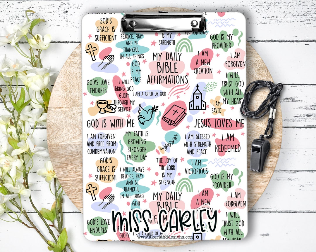 My Daily Bible Affirmations Clipboard With Personalization/ Design on ...