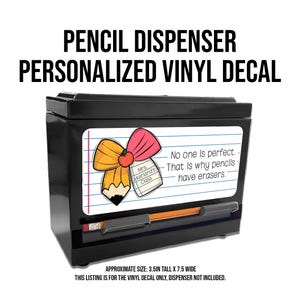 Pencil Dispenser Vinyl Decal Personalized With a Name Waterproof Vinyl ...
