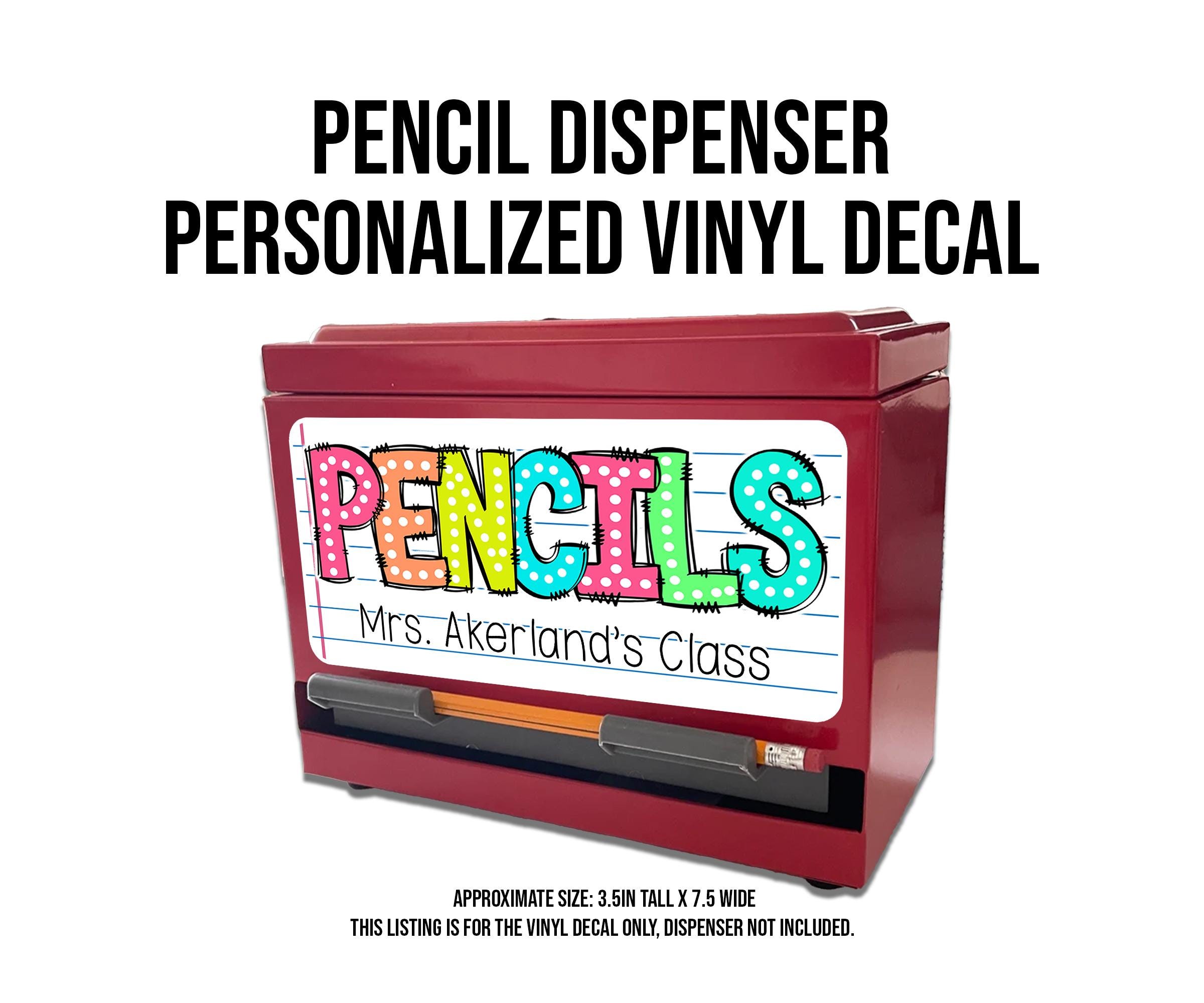 Custom Pencil Dispenser Vinyl Decal Personalized With a Name ...