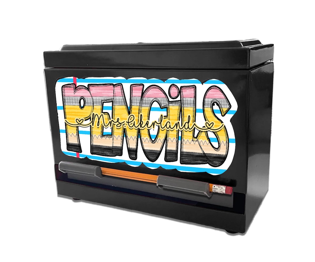 Custom Pencil Dispenser Vinyl Decal or Magnetic Decal Personalized With ...