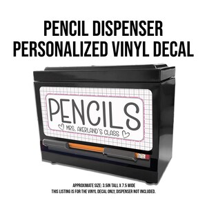 Custom Pencil Dispenser Vinyl Decal Personalized With a Name ...