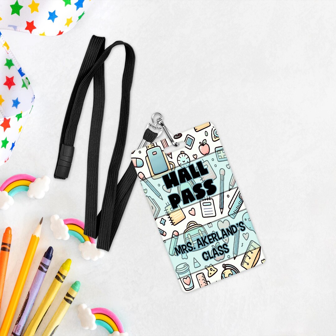 Classroom Hall Pass, Library Pass, Office Pass, Restroom Pass, Custom ...