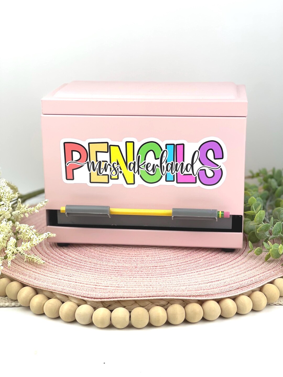 Custom Pencil Dispenser Vinyl Decal Personalized With a Name, Pastel ...