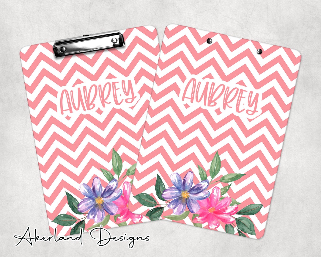 Pink Flower Clipboard With Personalization Front and Back / 9x12.5 or ...