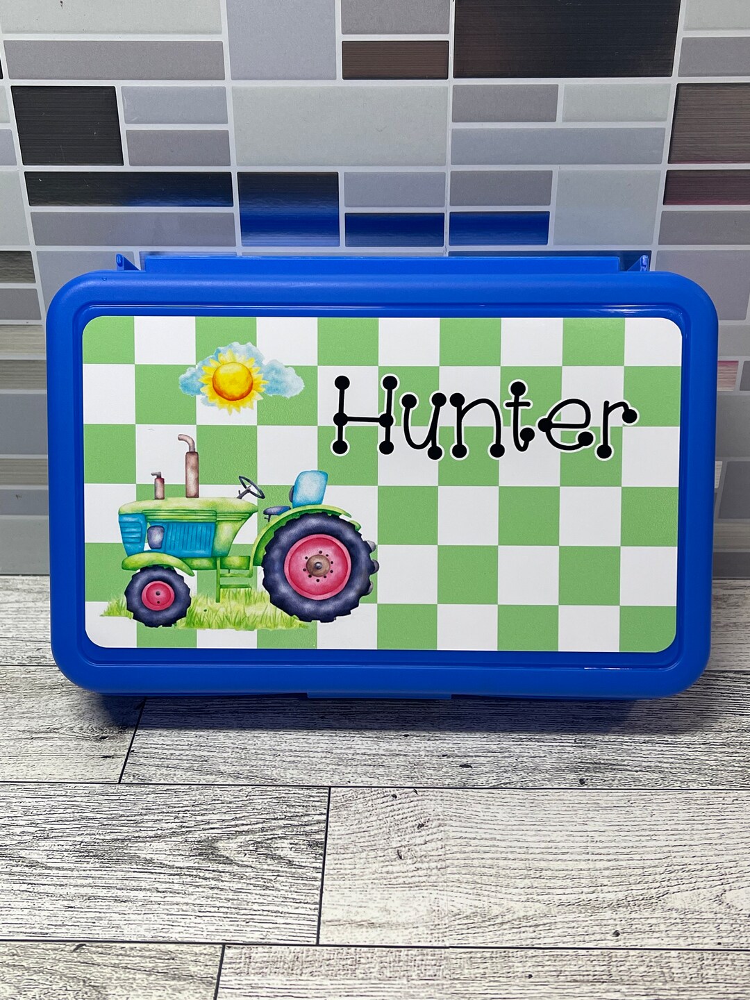Pencil Box Personalized With a Name Green Checker Tractor Theme ...