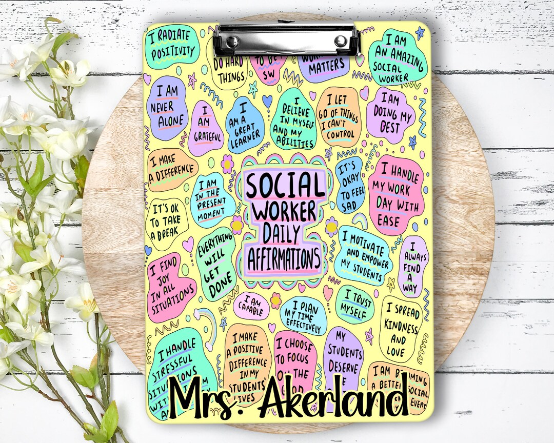 Social Worker Daily Affirmations Clipboard Personalized With Name on ...