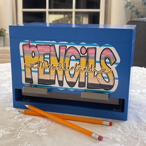 Custom Pencil Dispenser Vinyl Decal or Magnetic Decal Personalized With ...