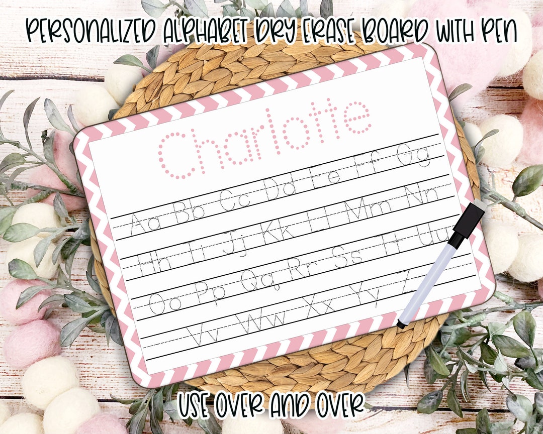 Personalized Reusable Alphabet Practice Trace Board | Dry Erase Board ...