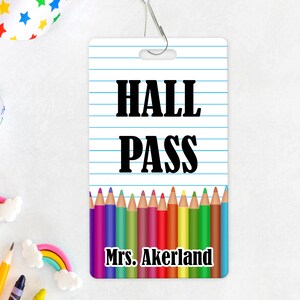 Classroom Hall Pass, Library Pass, Office Pass, Restroom Pass, Custom ...