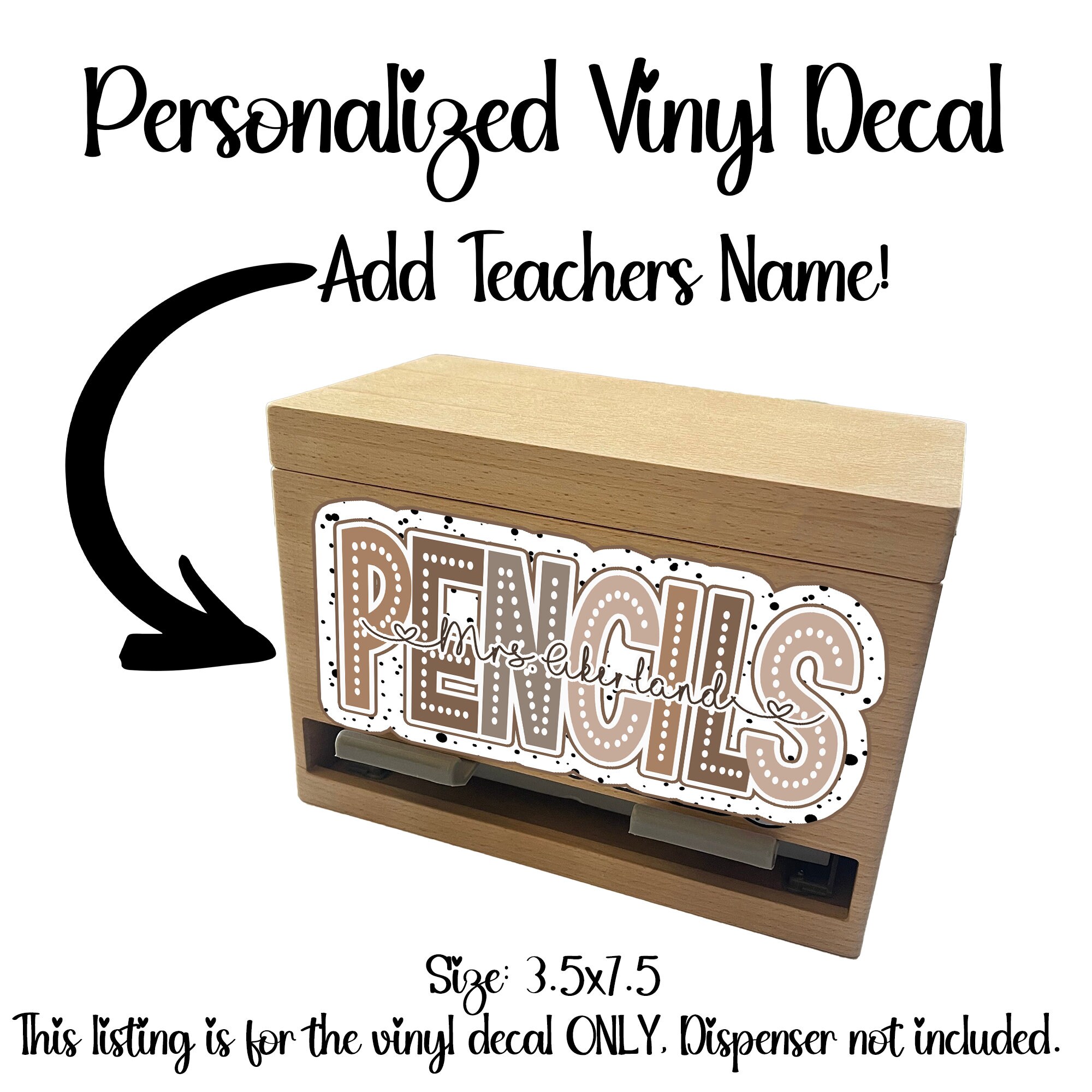 Custom Pencil Dispenser Vinyl Decal Personalized With a Name. DECAL ...