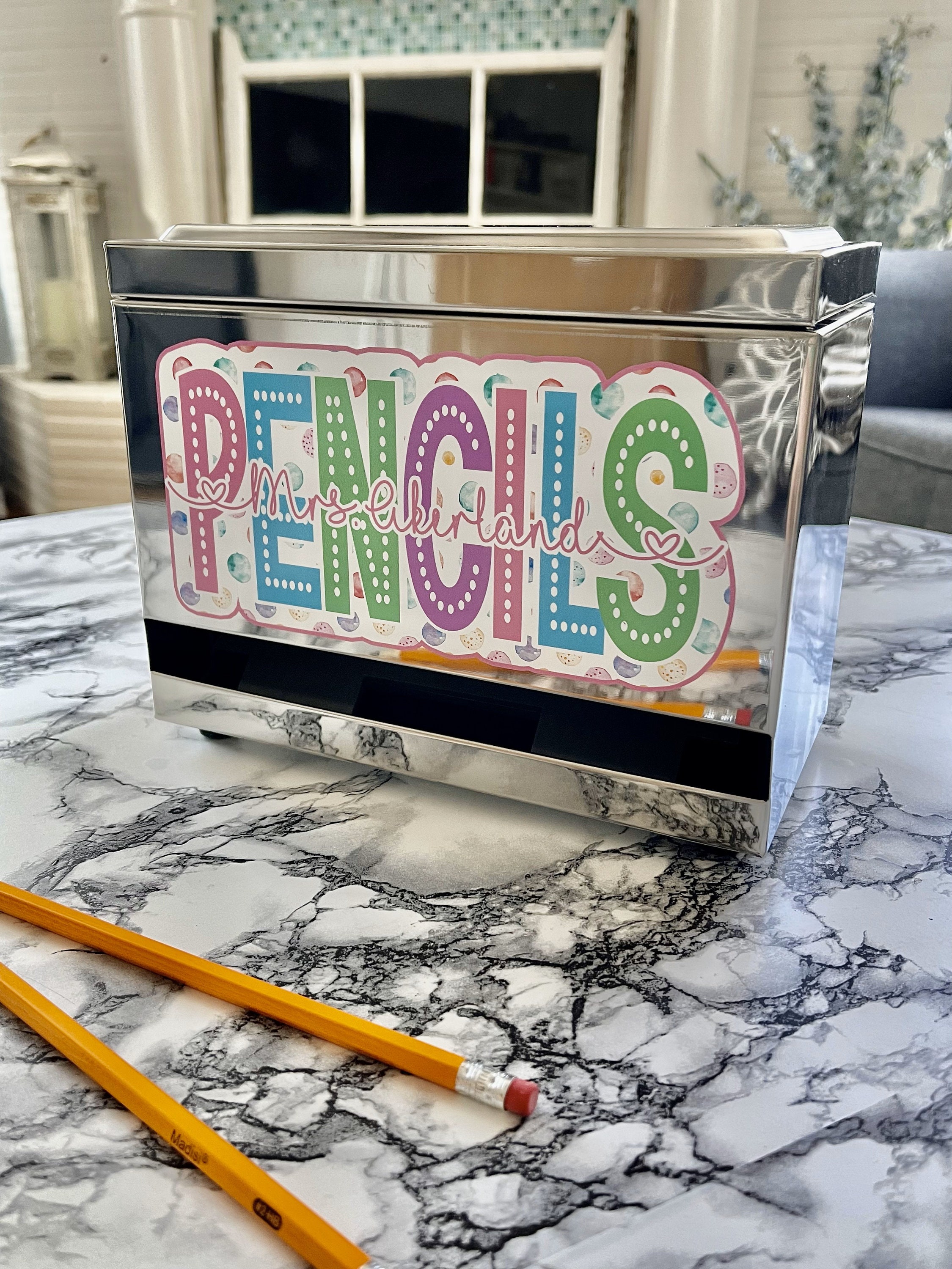 Custom Pencil Dispenser Vinyl Decal Personalized With a Name, Pastel ...