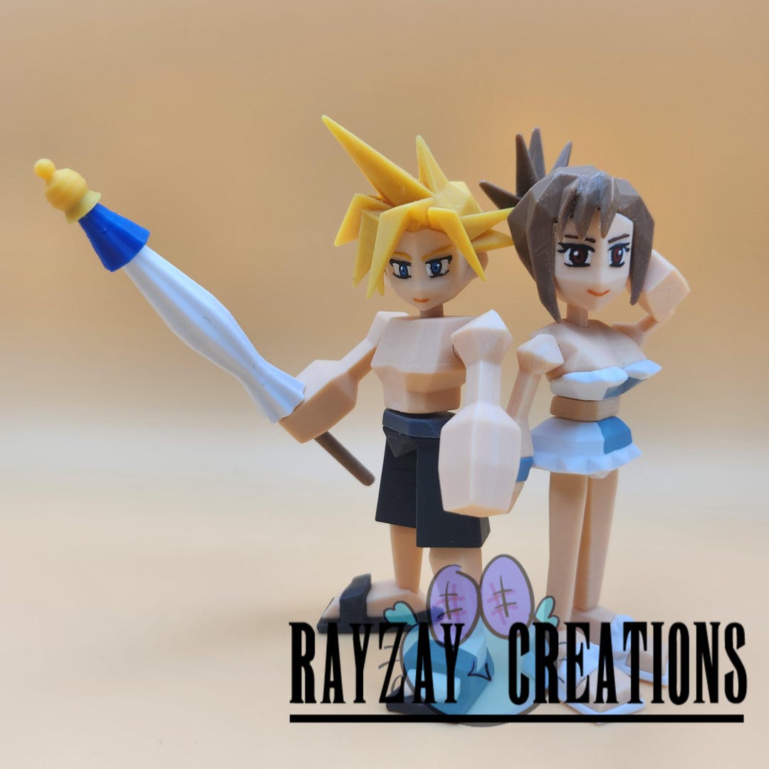 Custom Low Poly Figures Based on Cloud and Tifa in Beach Outfits Final ...