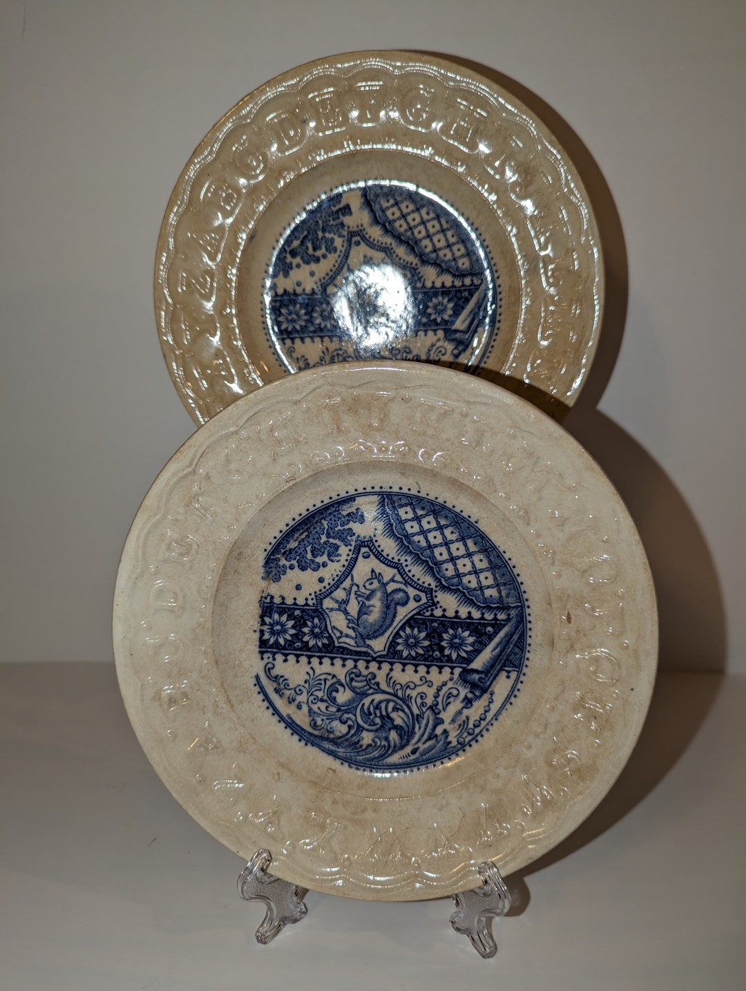 Antique Blue Transferware Alphabet Plates - Etsy