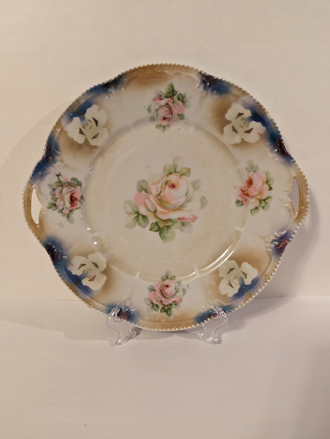 Antique German Porcelain Transfer Ware Roses Plate - Etsy