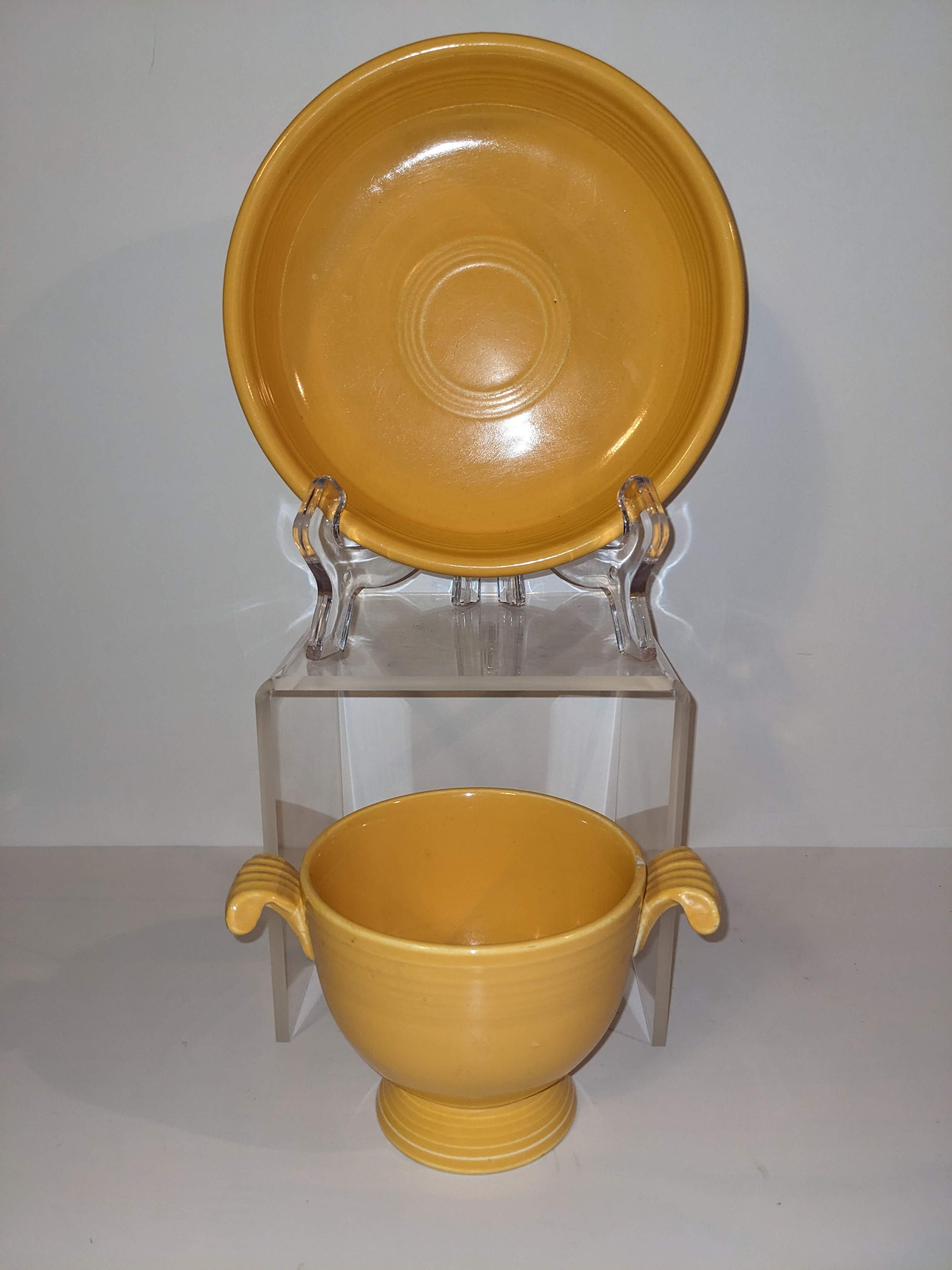 Yellow Fiesta Sugar Bowl and Ceral Bowl - Etsy