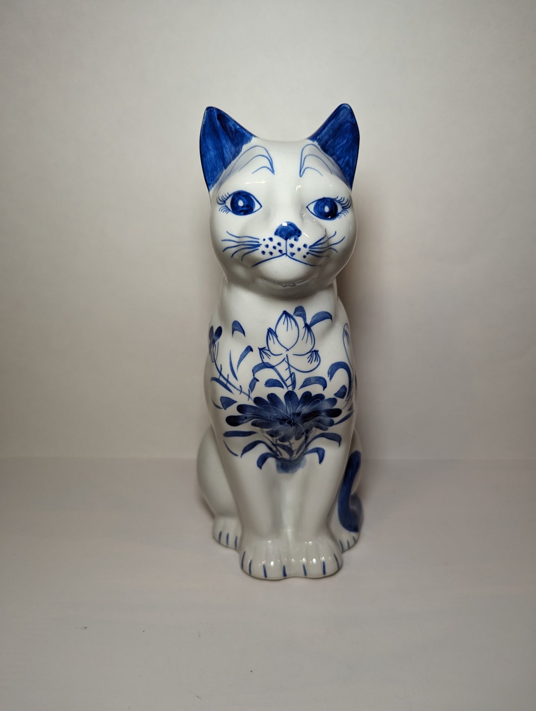 Delftware Large Cat Figurine - Etsy Delftware Large Cat Figurine - Etsy