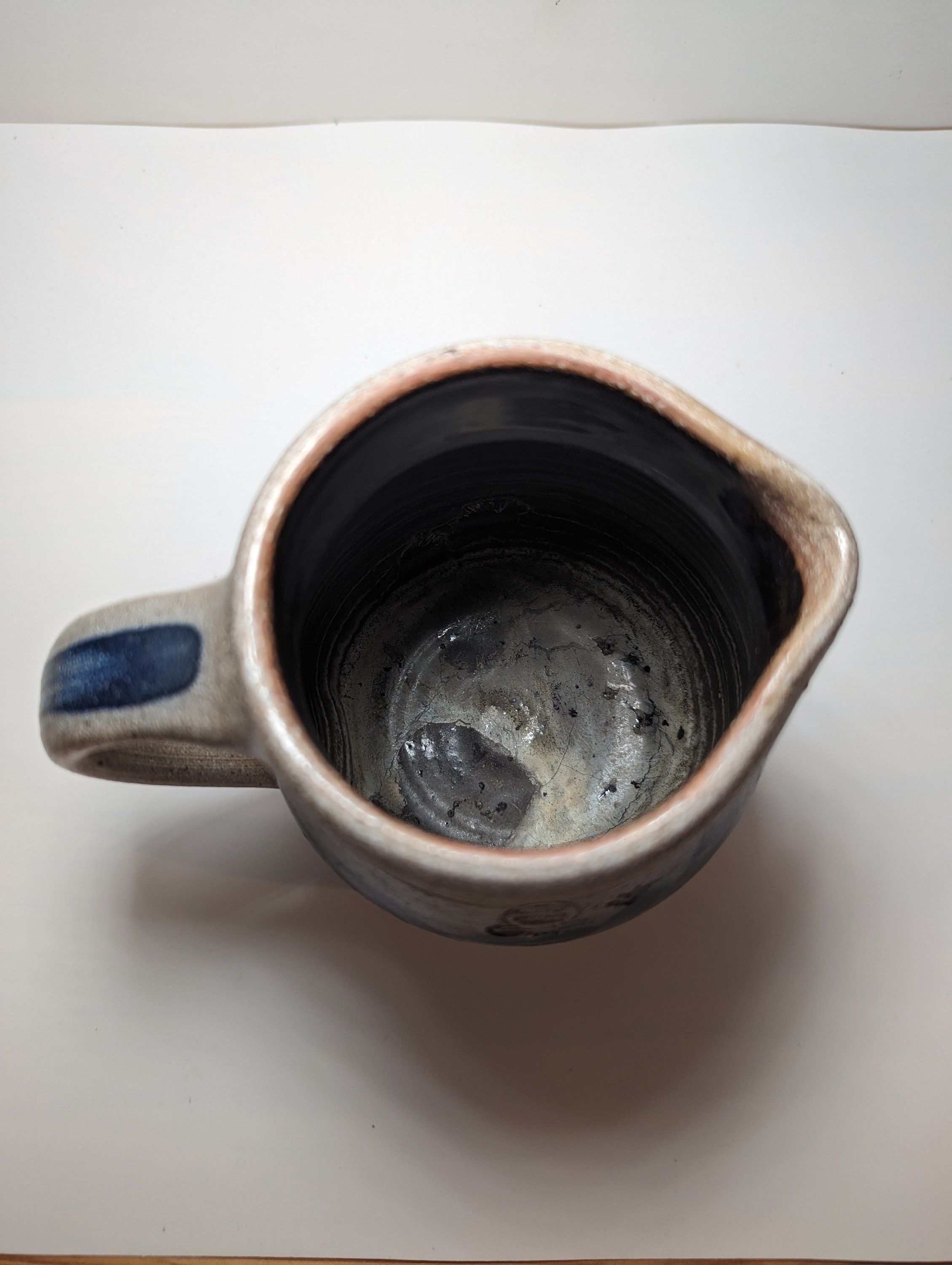 Rowe Pottery Stoneware Creamer With Blue Flourish - Etsy