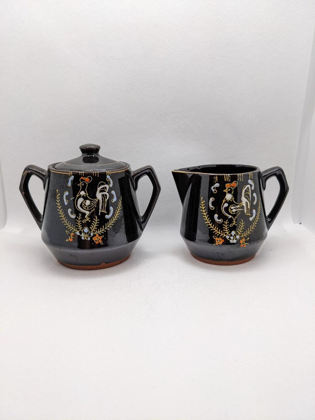 Vintage Japanese Redware Sugar Bowl, Creamer, S& P Shakers - Etsy