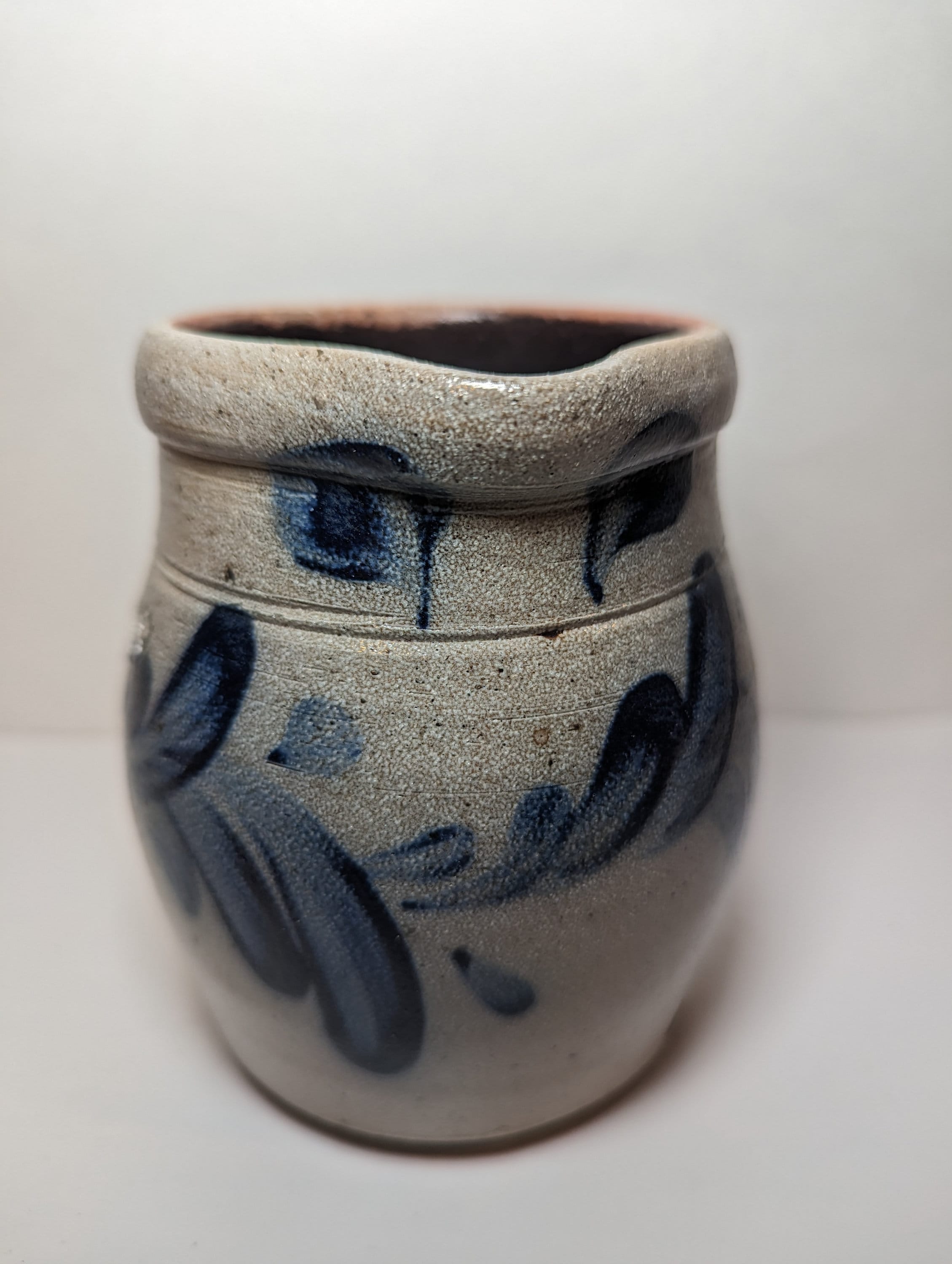 Rowe Pottery Stoneware Creamer With Blue Flourish - Etsy
