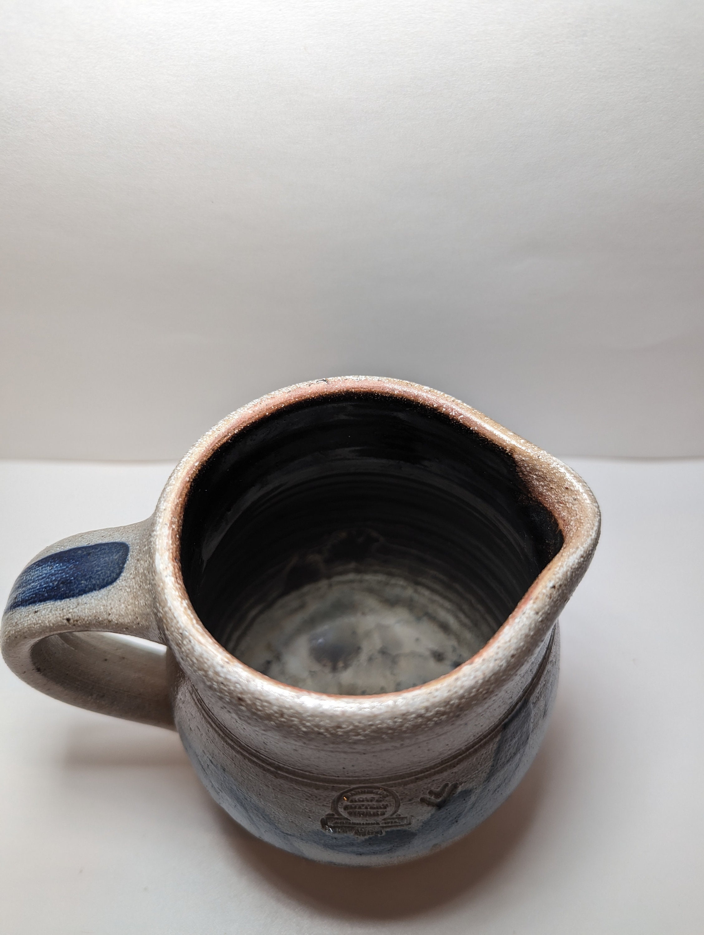Rowe Pottery Stoneware Creamer With Blue Flourish - Etsy