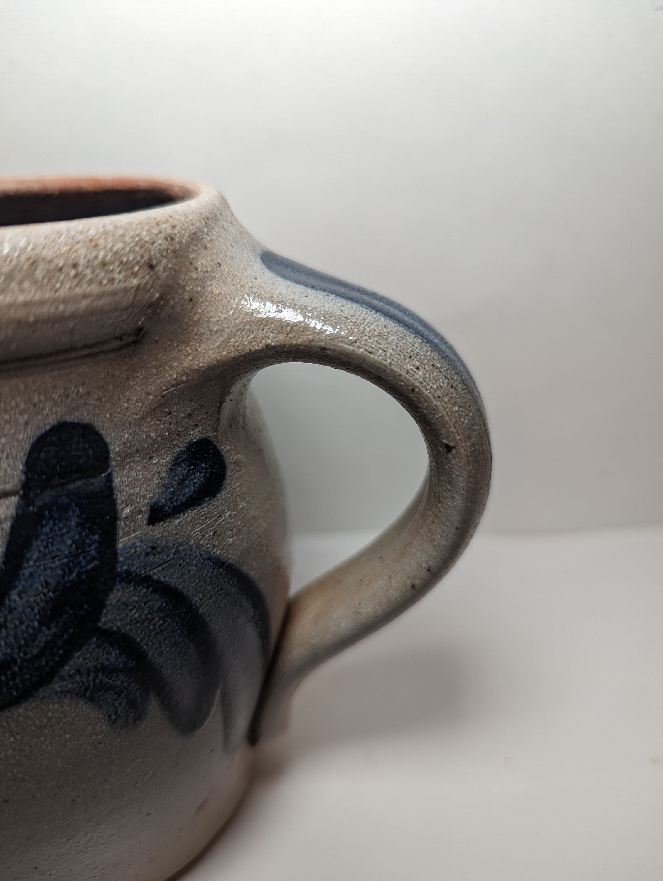 Rowe Pottery Stoneware Creamer With Blue Flourish - Etsy