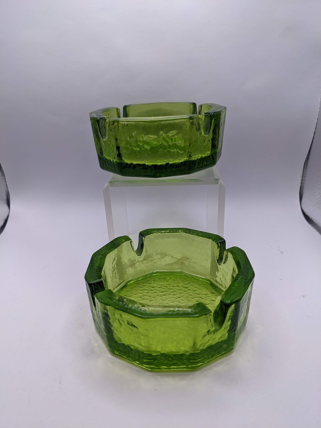 Blenko 4 MCM Green Glass Ashtray - Etsy