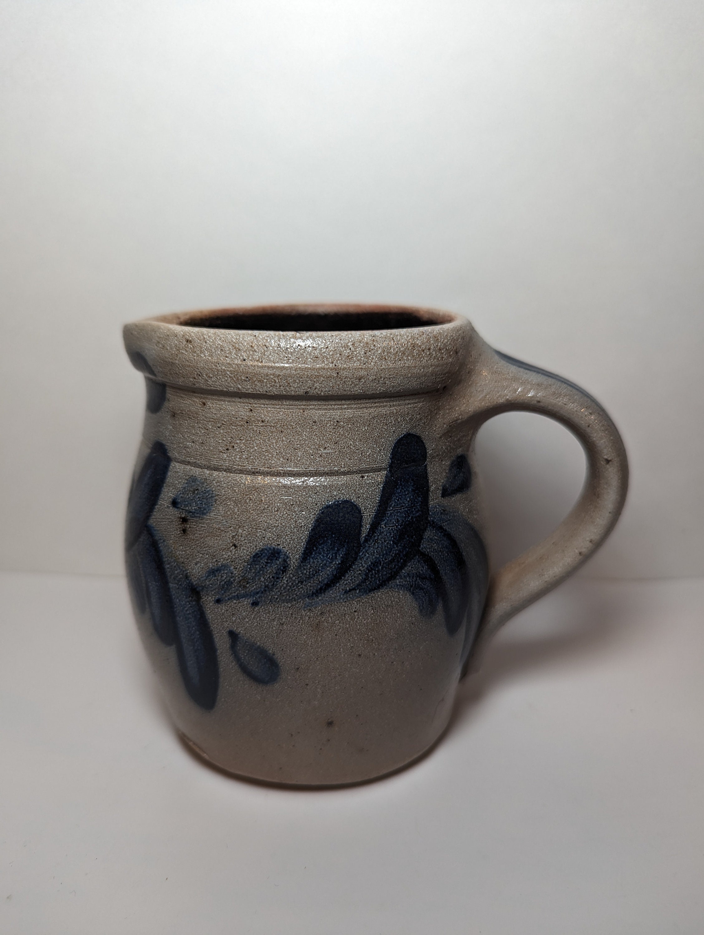 Rowe Pottery Stoneware Creamer With Blue Flourish - Etsy
