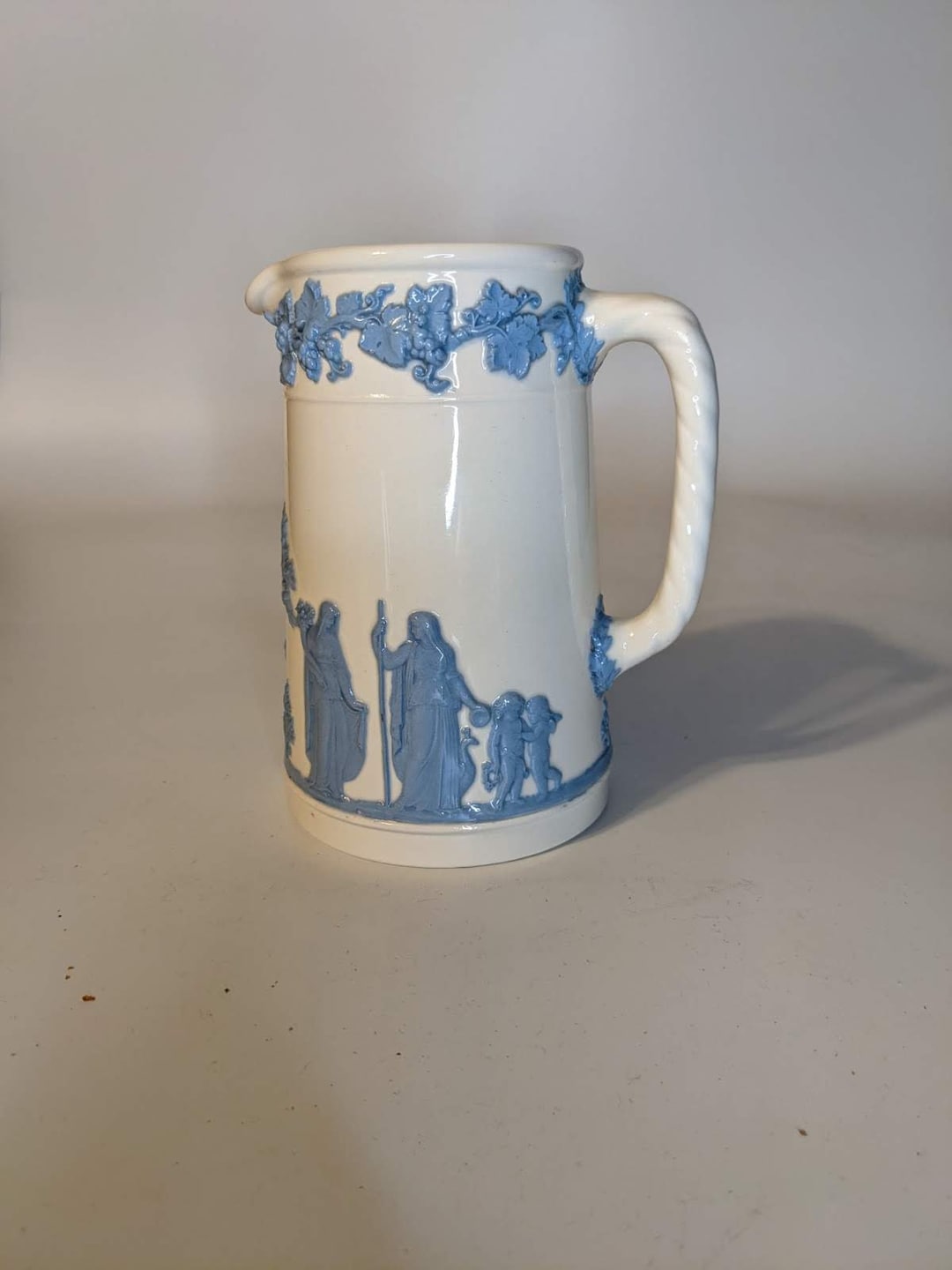 Wedgwood Embossed Blue on White Pitcher With Classical Figures - Etsy
