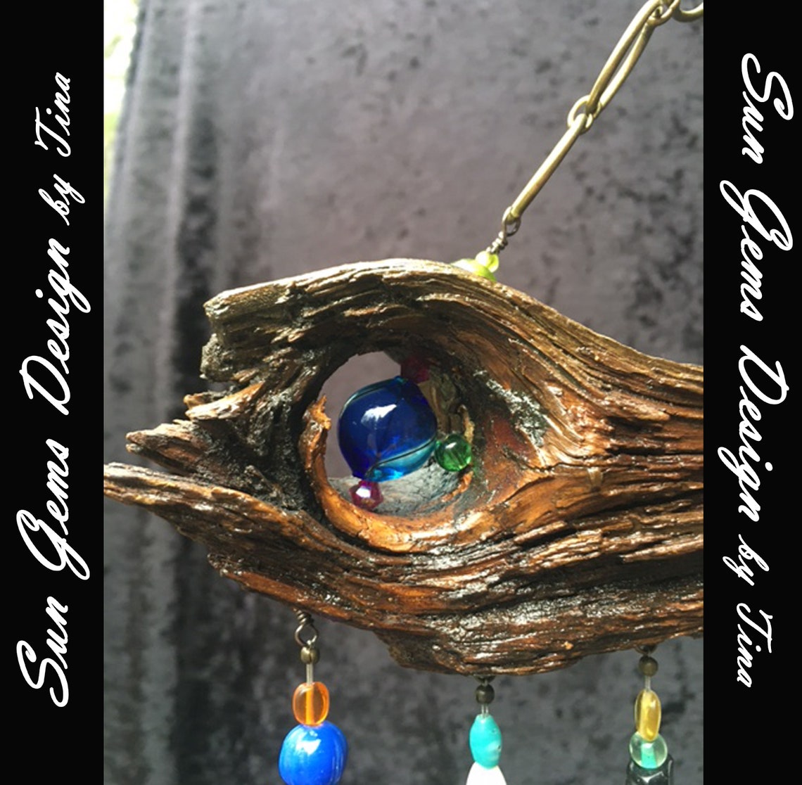 Knot Hole Wood Beaded Wind Chime Sun Catcher Bead Curtain Boho Mobile ...