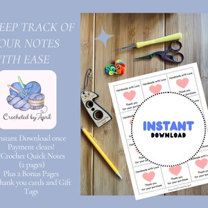 Printable Crochet Quick Notes - PDF File - Project Tracker - Crochet ...