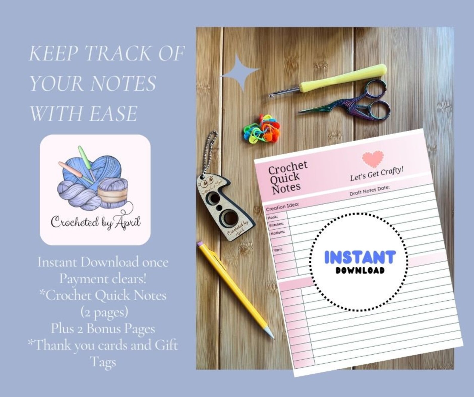 Printable Crochet Quick Notes - PDF File - Project Tracker - Crochet ...
