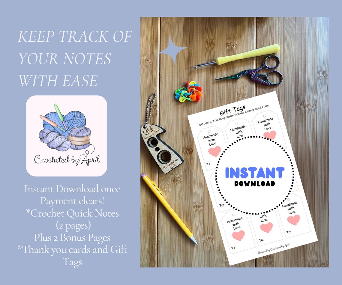 Printable Crochet Quick Notes - PDF File - Project Tracker - Crochet ...