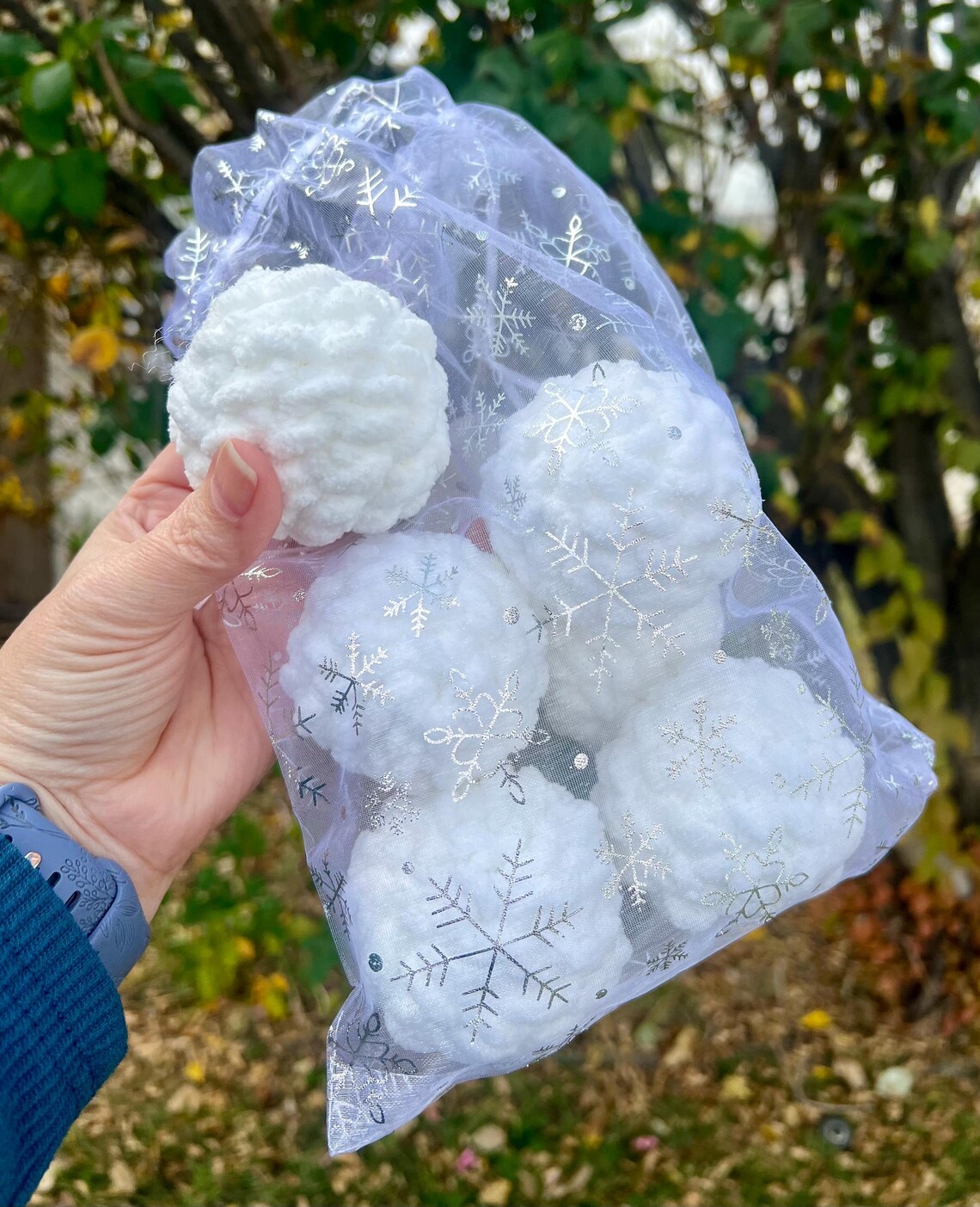 Crocheted Snowballs - White - 6 Count - Handmade - Amigurumi - Gift ...