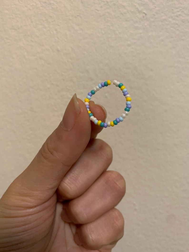 Easter Egg Dainty Beaded Ring - Etsy