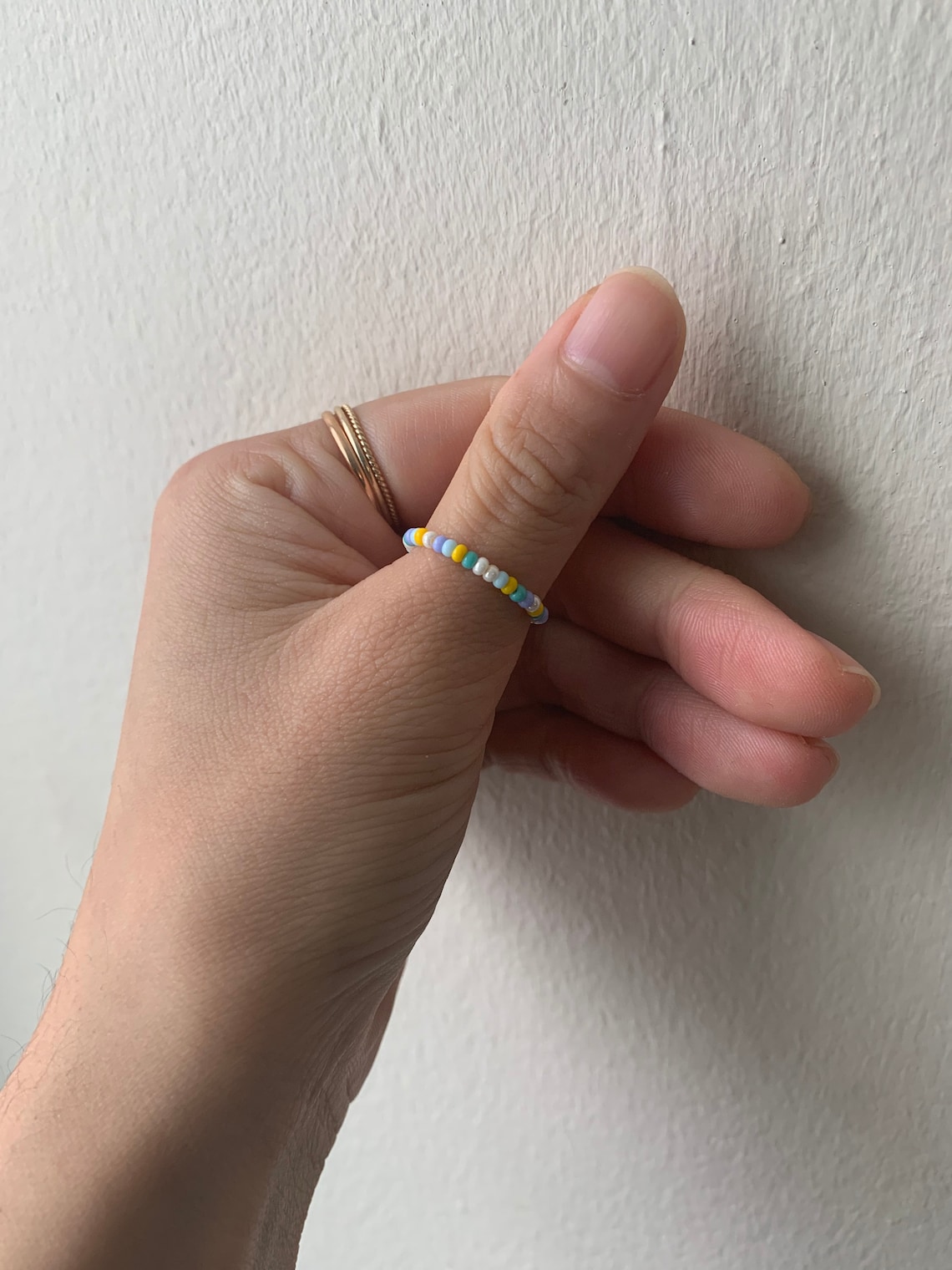 Easter Egg Dainty Beaded Ring - Etsy