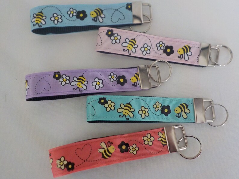Key Fob. Honey Bees. Wristlet. Hands Free Keys. Wrist Strap Key Holder ...