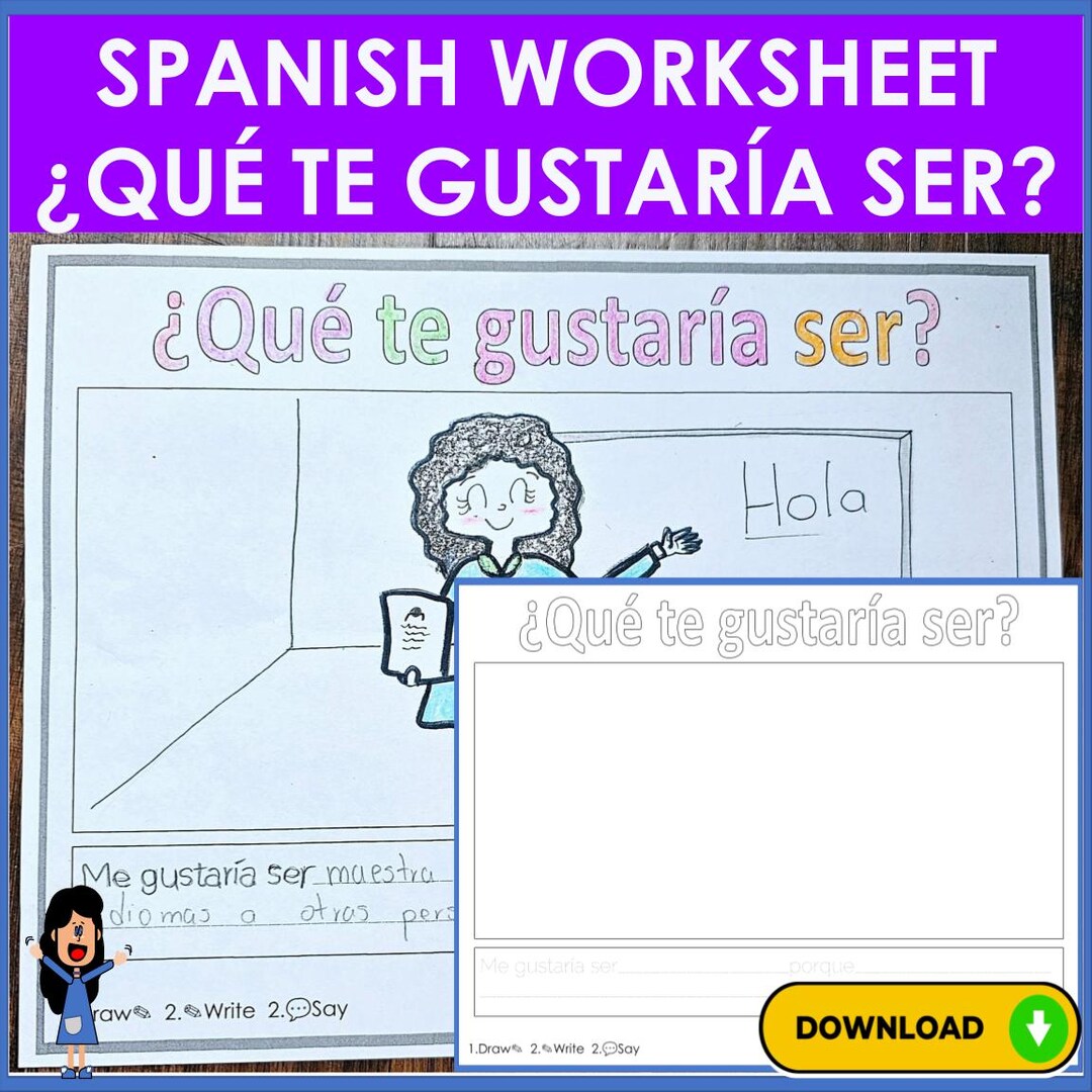 Spanish ¿qué Te Gustaría Ser? - Professions Worksheet - Etsy