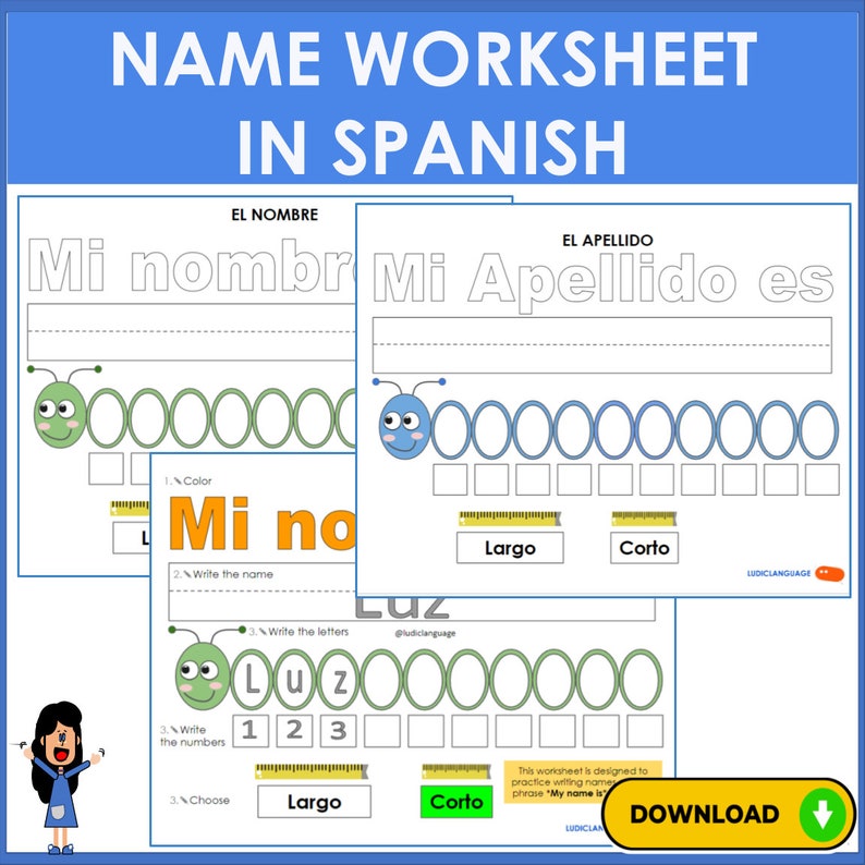 Name Worksheet in Spanish - Etsy
