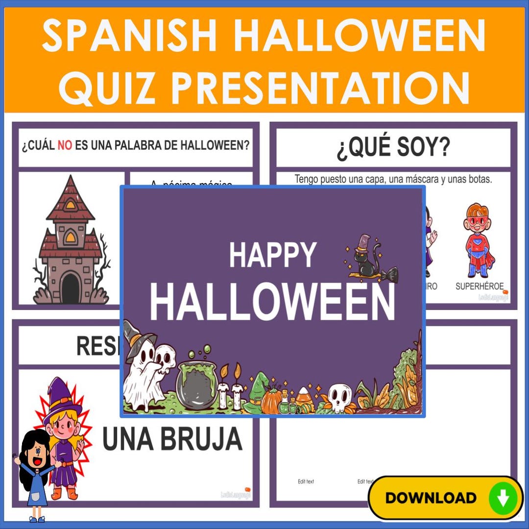 Spanish Halloween Quiz Presentation | Spanish Halloween Questions ...
