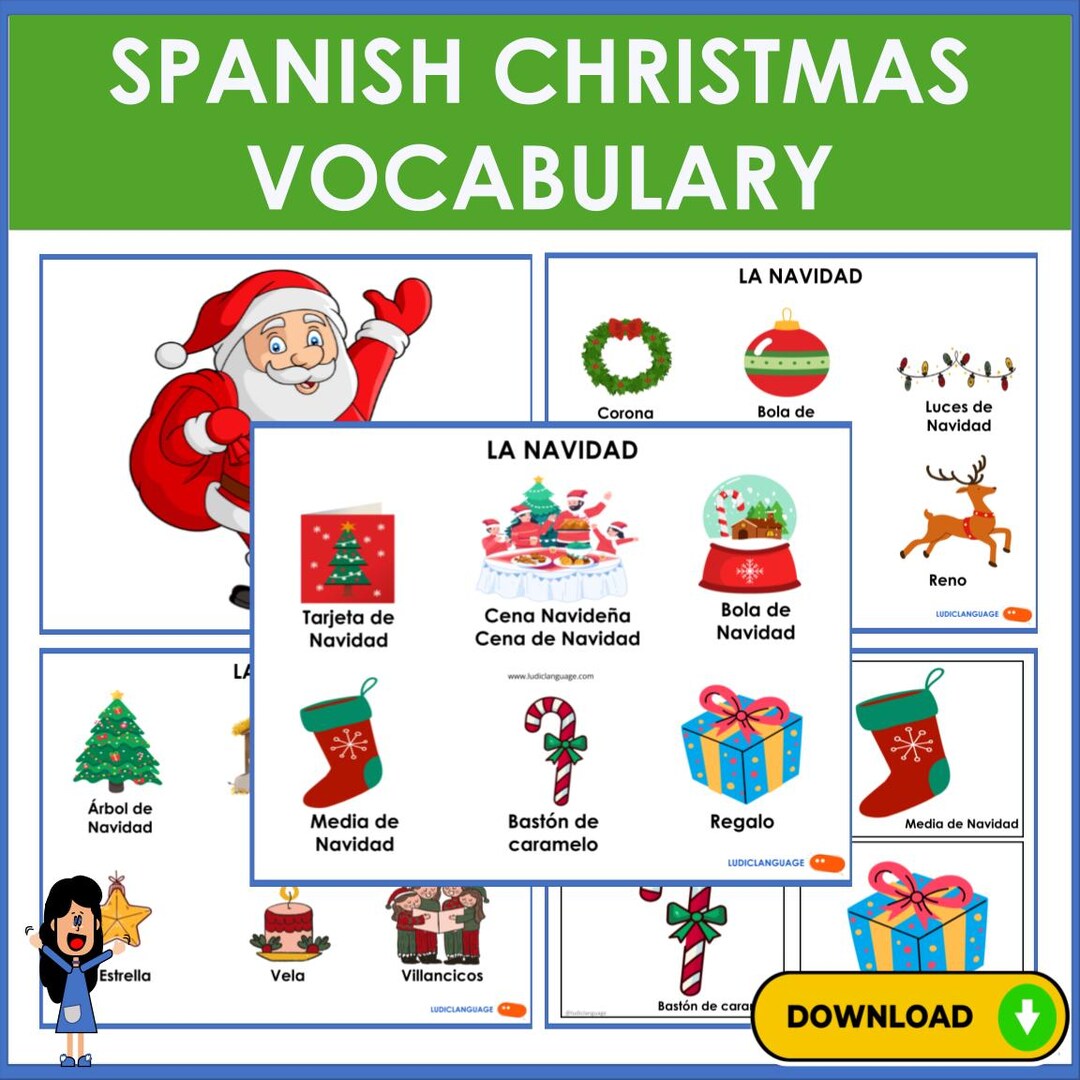Spanish Christmas Vocabulary Posters, Small and Large Flashcards - Etsy