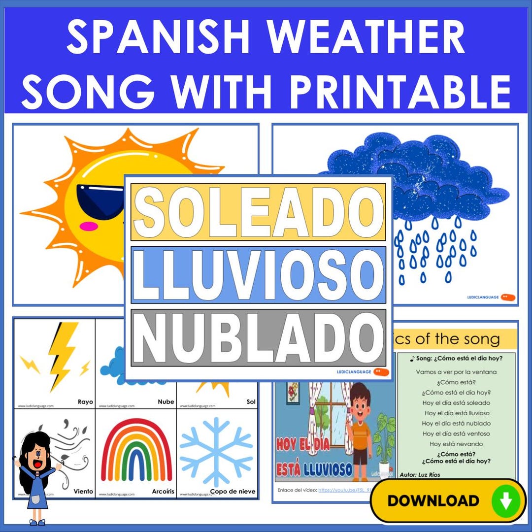 Spanish Weather Song With Printable Images, Labels, and Flashcards ...