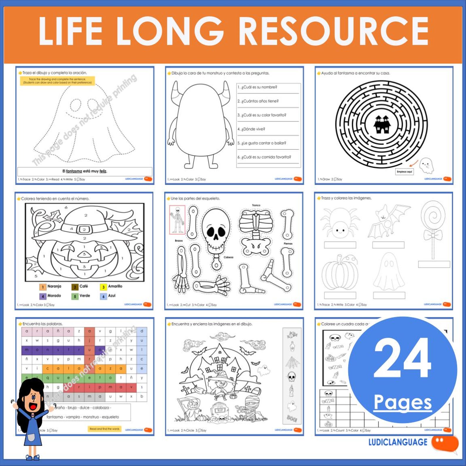 Spanish Halloween Worksheet Pack | Spanish Halloween Bundle | Spanish ...