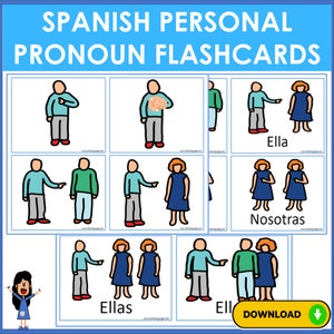 Spanish Personal Pronoun Flashcards - Etsy