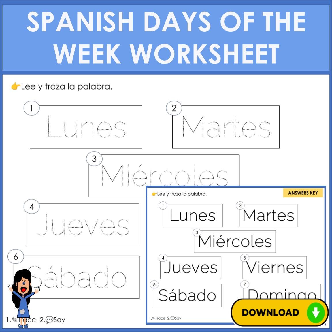 Days of the Week Worksheet - Trace the Words - Etsy