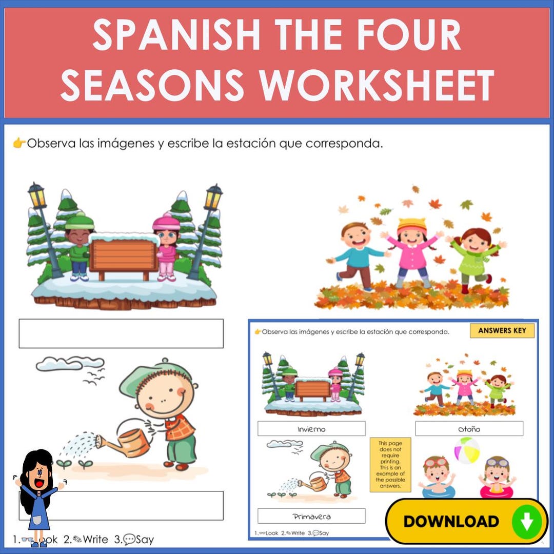 Spanish Seasons Worksheet - Etsy