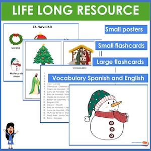 Spanish Christmas Vocabulary Posters, Small and Large Flashcards - Etsy