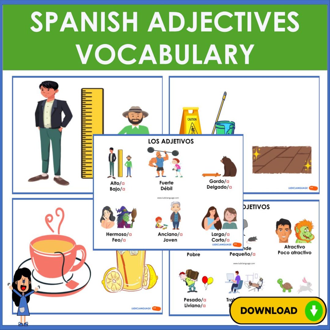 Spanish Adjectives Vocabulary Small Posters - Etsy