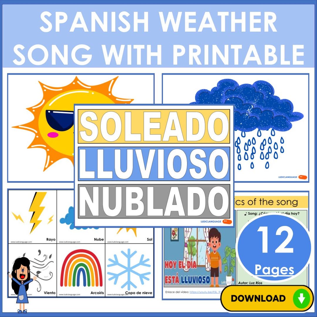 Spanish Weather Song With Printable Images, Labels, and Flashcards ...