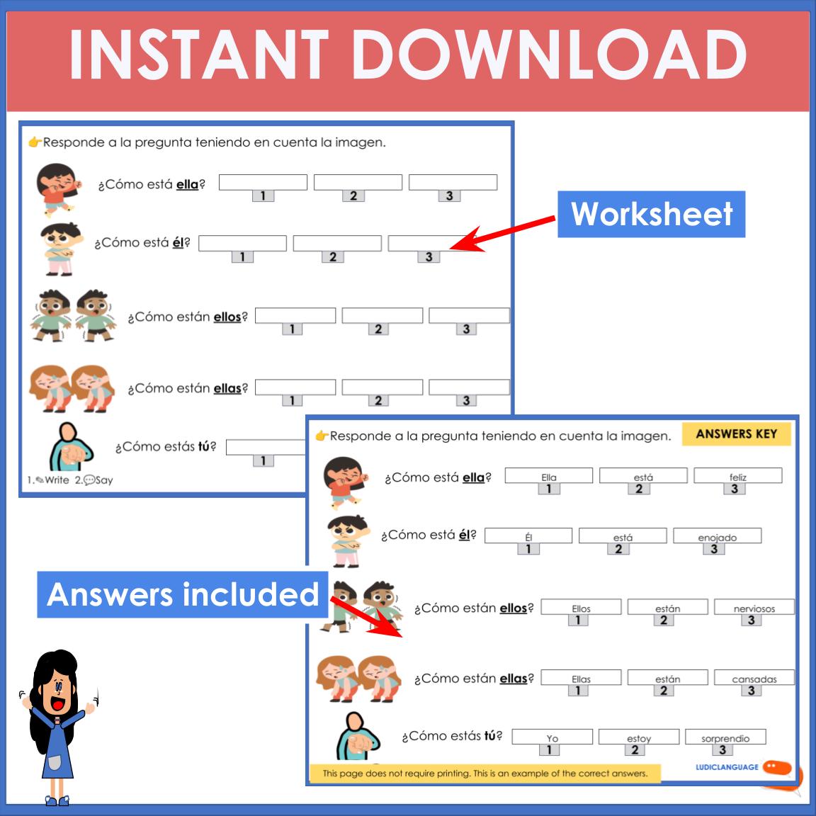 Personal Pronouns + Emotions Worksheet - Answer the Questions - Etsy